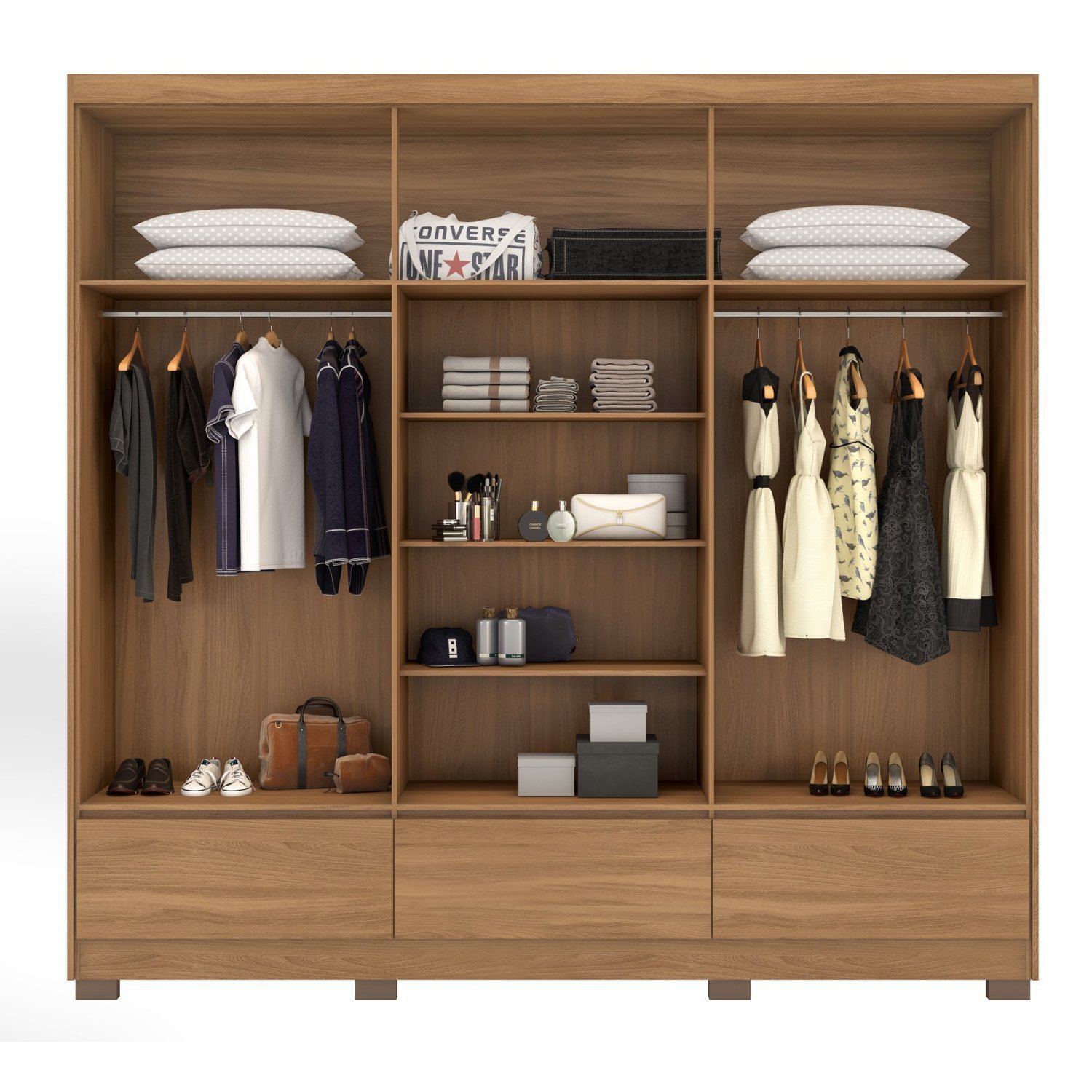 Guarda Roupa Casal 6 Portas 3 Gavetas Himalaia | MadeiraMadeira