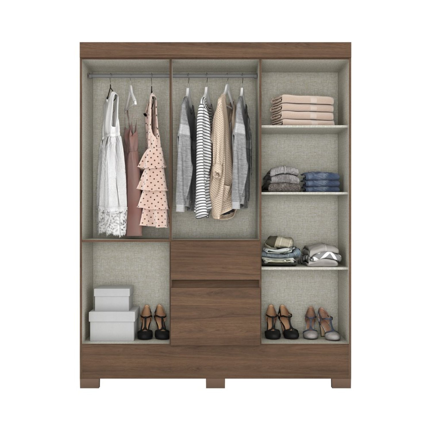 Guarda Roupa Solteiro 6 Portas 2 Gavetas BS04 Briz | MadeiraMadeira