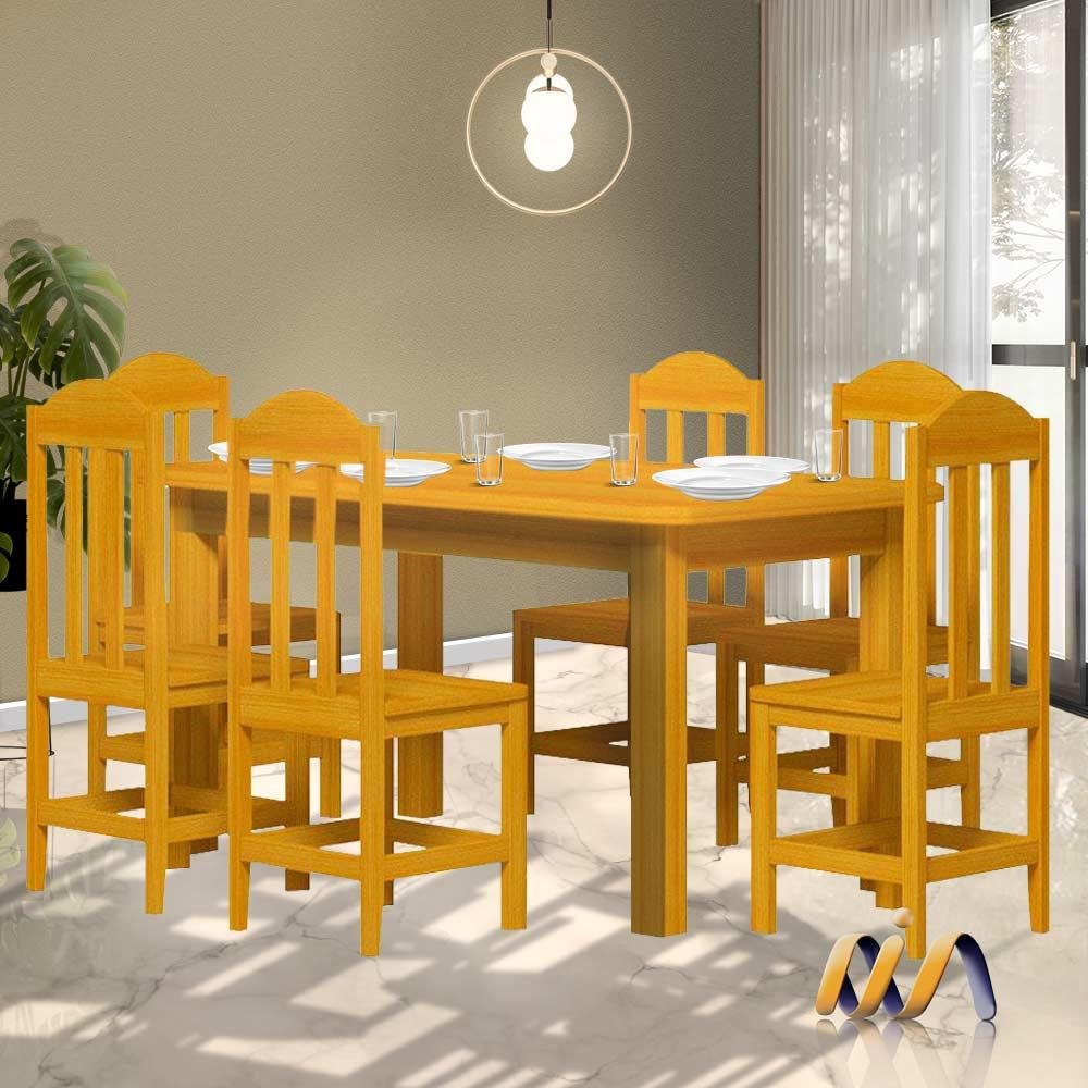 Mesa De Jantar Retangular 6 Lugares Madeira Maciça Safira Cerejeira ...