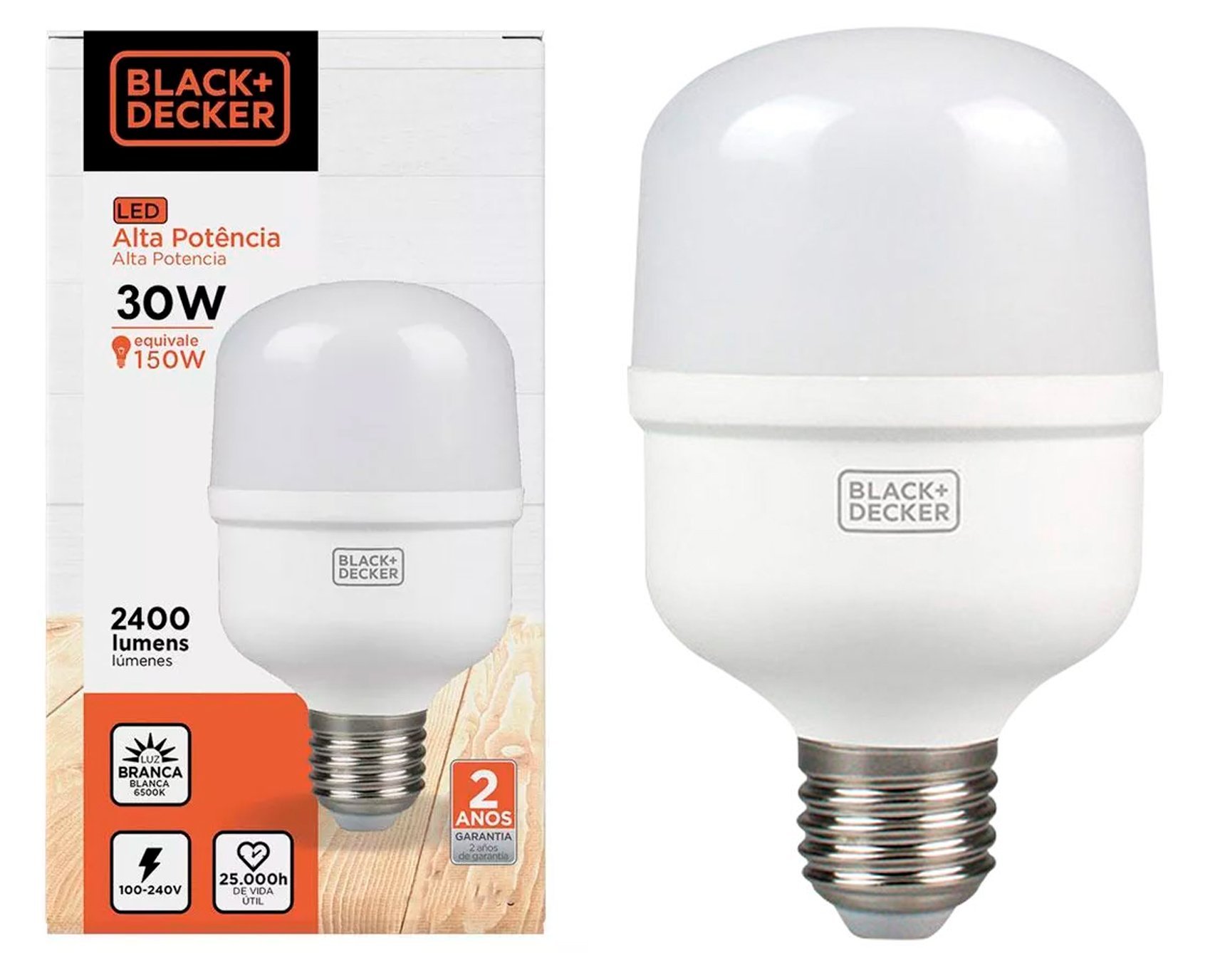Lâmpada Led Alta Potência T80 30w 6500k E27 Black+Decker | MadeiraMadeira
