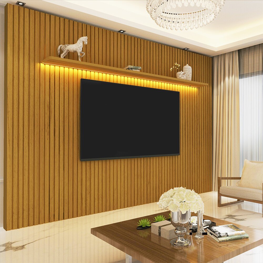 Painel para TV Ripado com LED Nobre 275 Naturale - Gelius | MadeiraMadeira