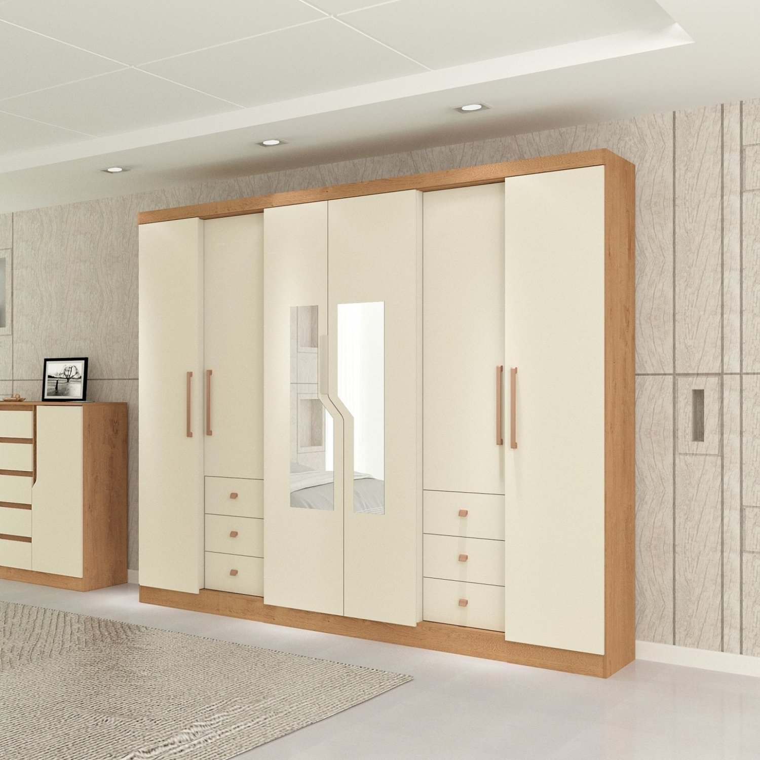 Guarda Roupa 6 Portas 6 Gavetas com Espelho Genebra Atualle Móveis ...