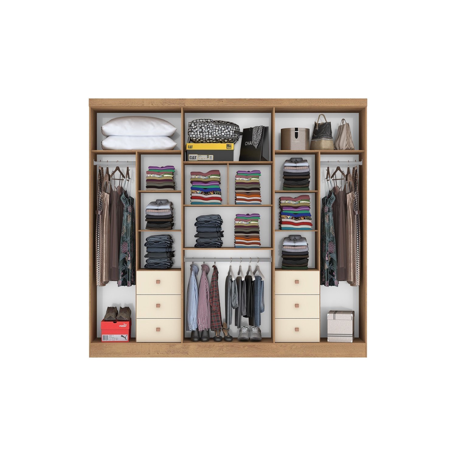 Guarda Roupa 6 Portas 6 Gavetas com Espelho Genebra | MadeiraMadeira