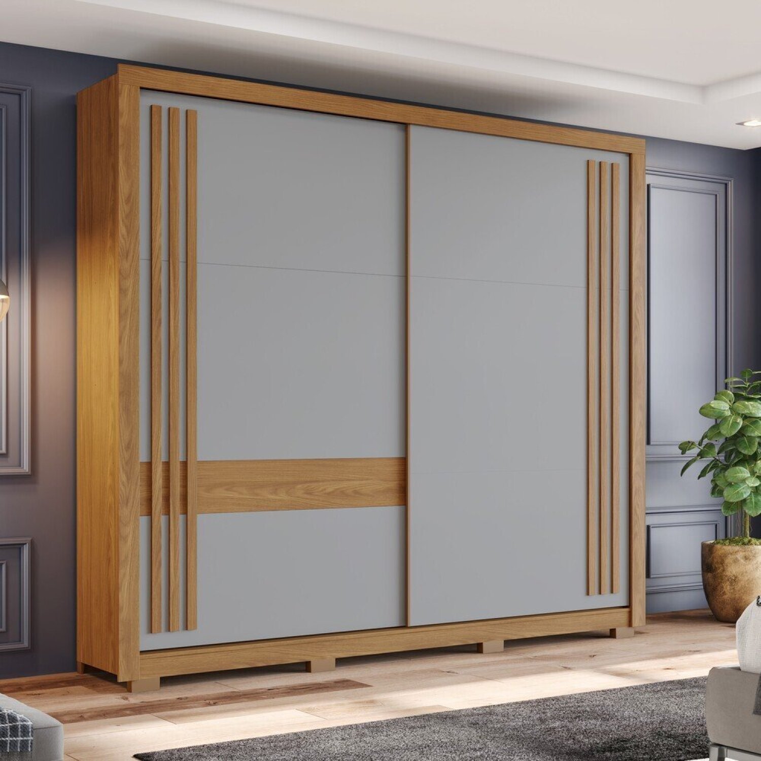 Guarda Roupa Casal 2 Portas 4 Gavetas Aston Henn | MadeiraMadeira