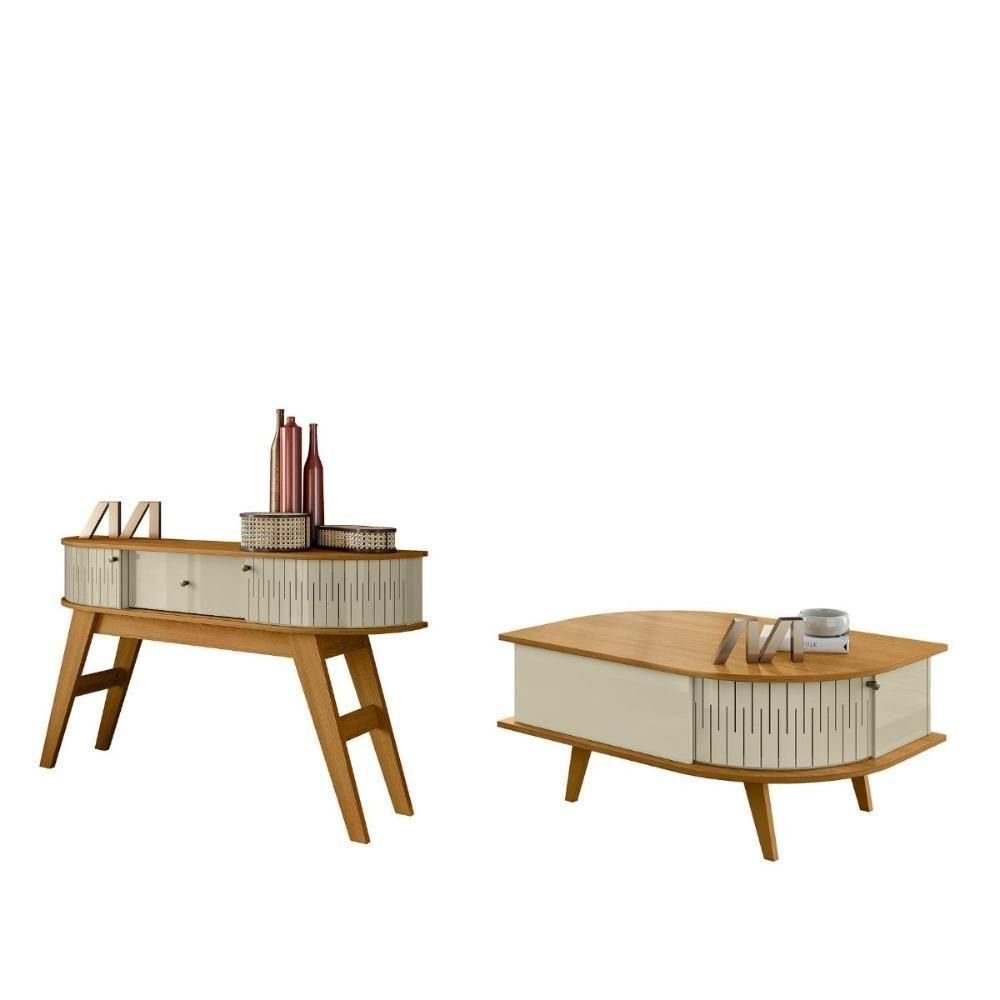 Conjunto Turim C/ Mesa de Centro Nevada Cumaru/opala | MadeiraMadeira