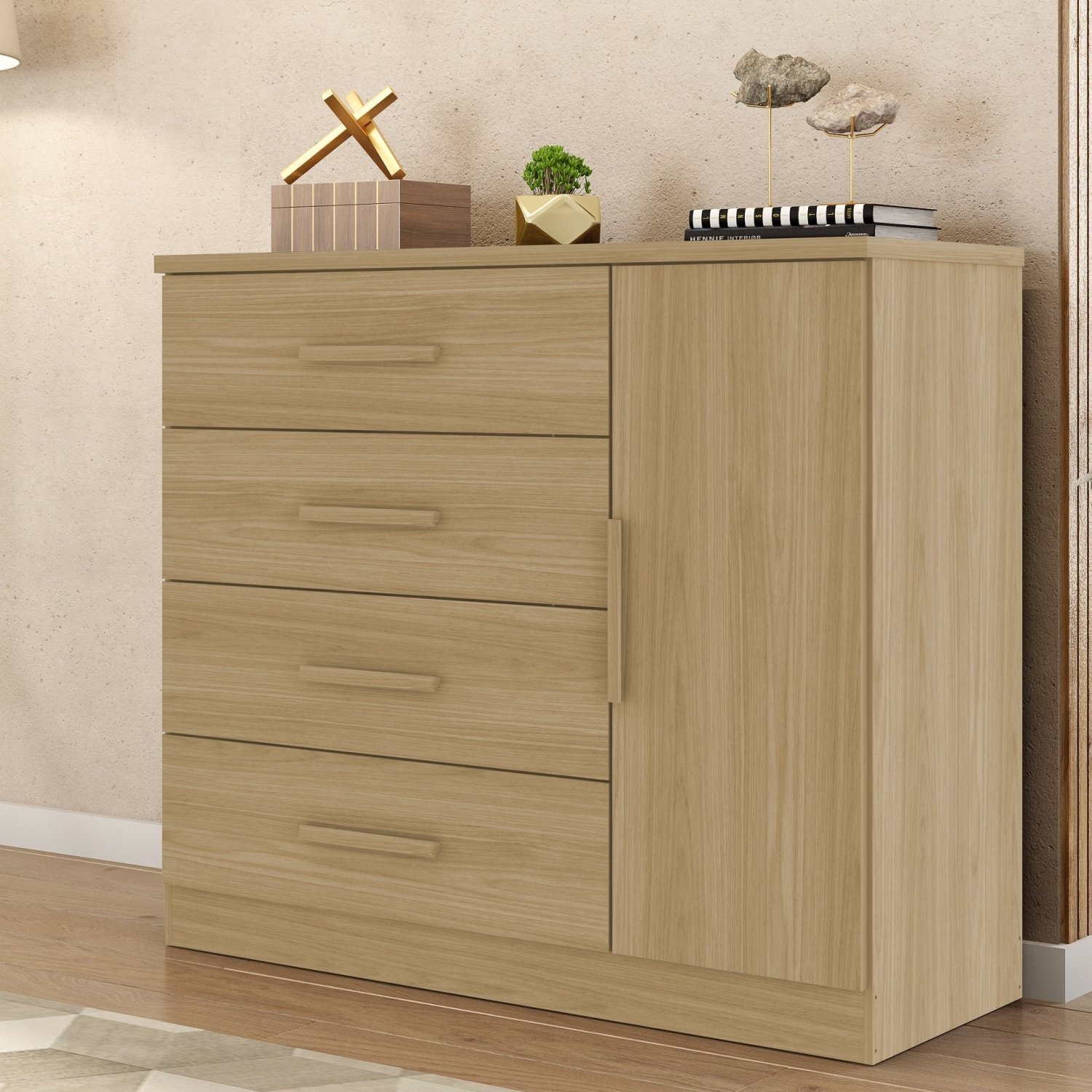 Cômoda Sapateira 1 Porta 4 Gavetas Genova Plus | MadeiraMadeira