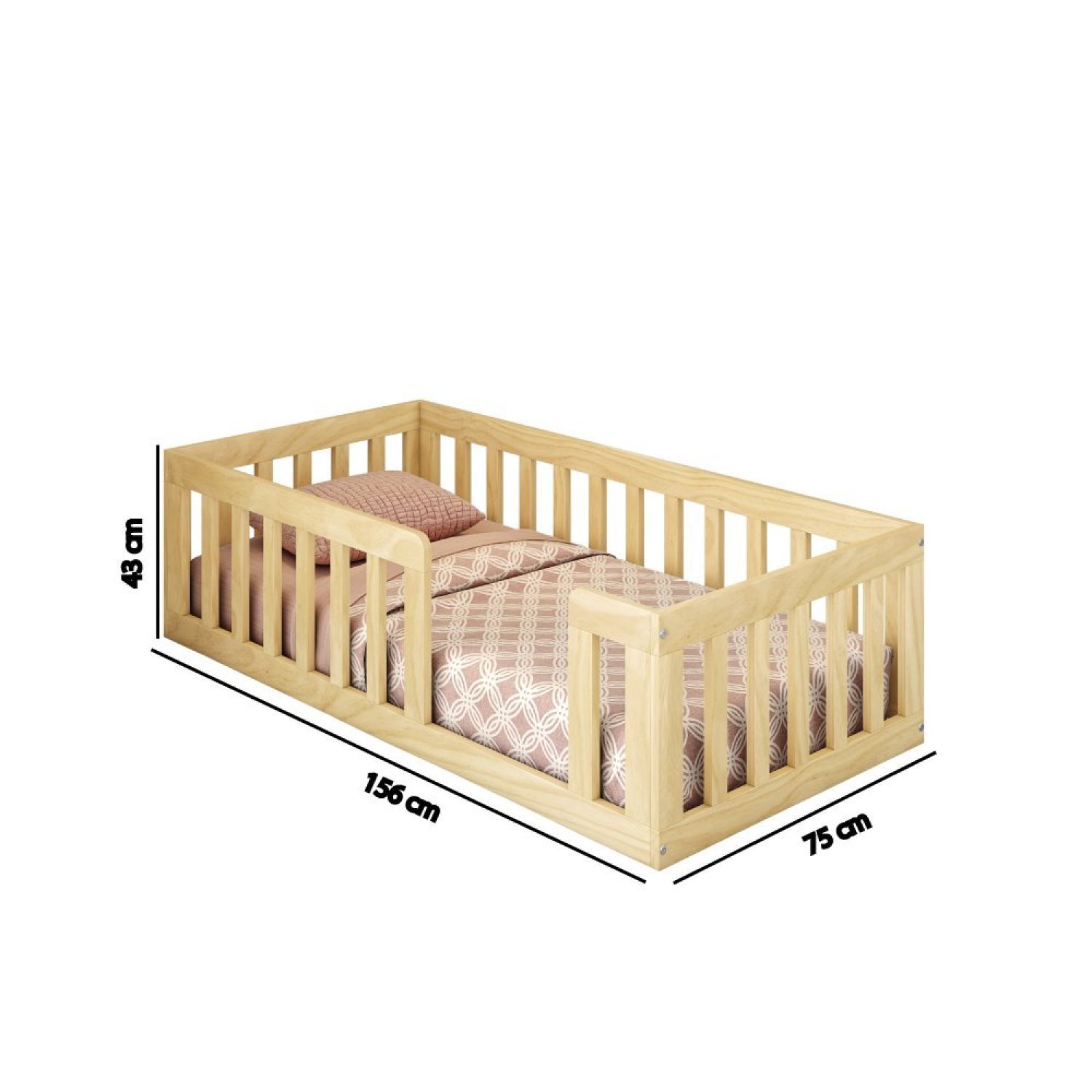 Mini Cama Montessoriana Madeira Maciça com Grade Giulia Casatema ...