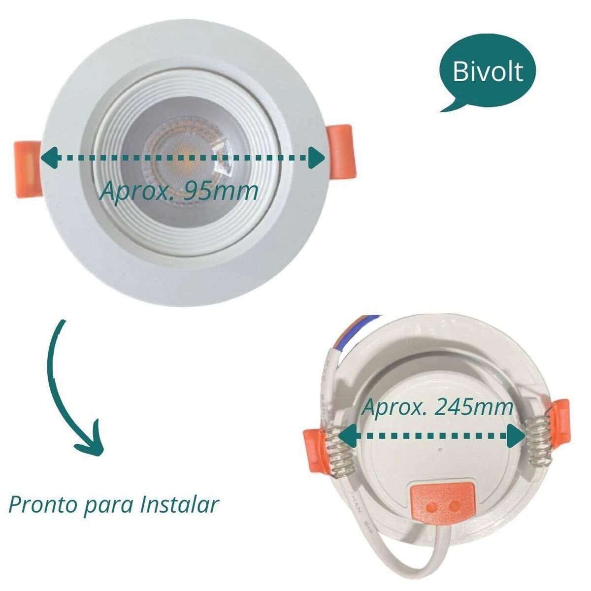 Lampada Spot Led 5w Embutir Redondo Kit 10 Uni Direcional 6400k Luz ...