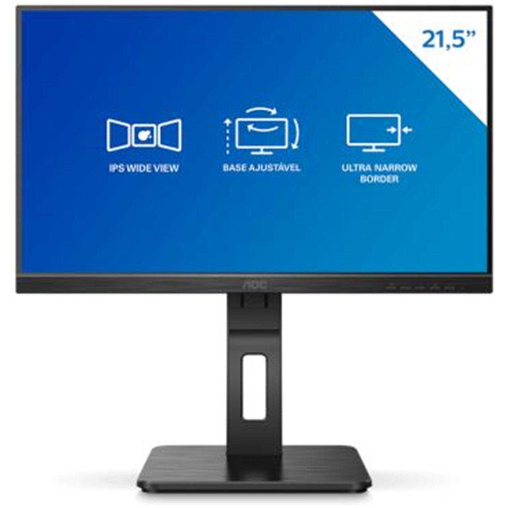 Monitor AOC 21'5 22P2ES LED 75Hz FHD com base ajustável - 22P2ES ...