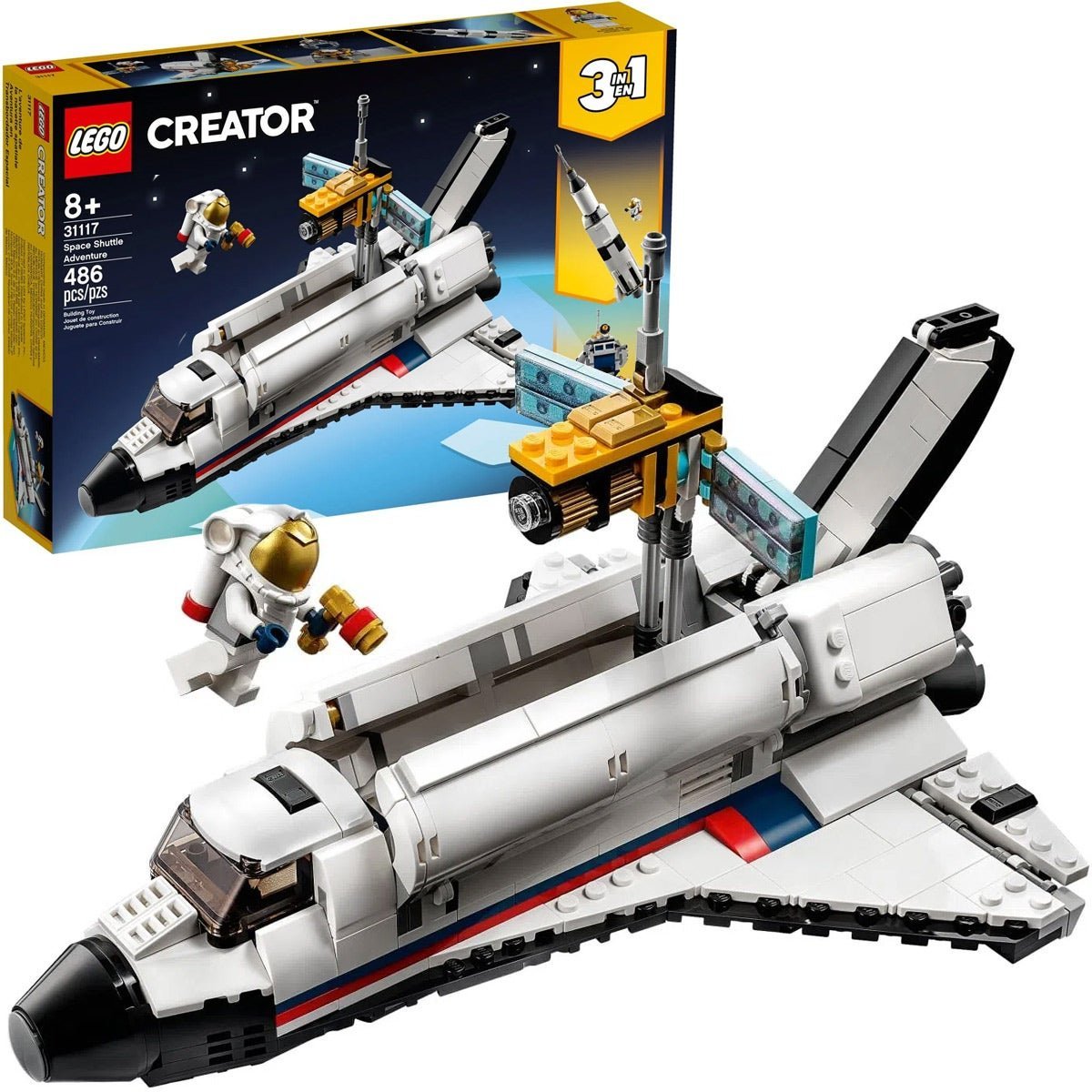 Brinquedo Lego Creator Aventura de Ônibus Espacial 3 Em 1 486 peças +8 ...