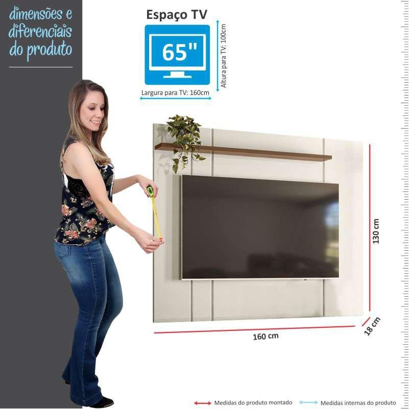 Painel Para TV 65 Polegadas 1.6 Zacat EAX Móveis Off White/Cedro ...