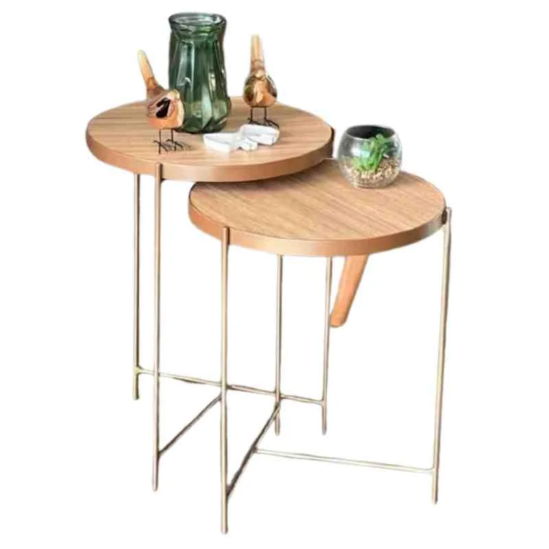 Mesa Lateral Ágatha P Champagne/natural Casa Cristallo | MadeiraMadeira