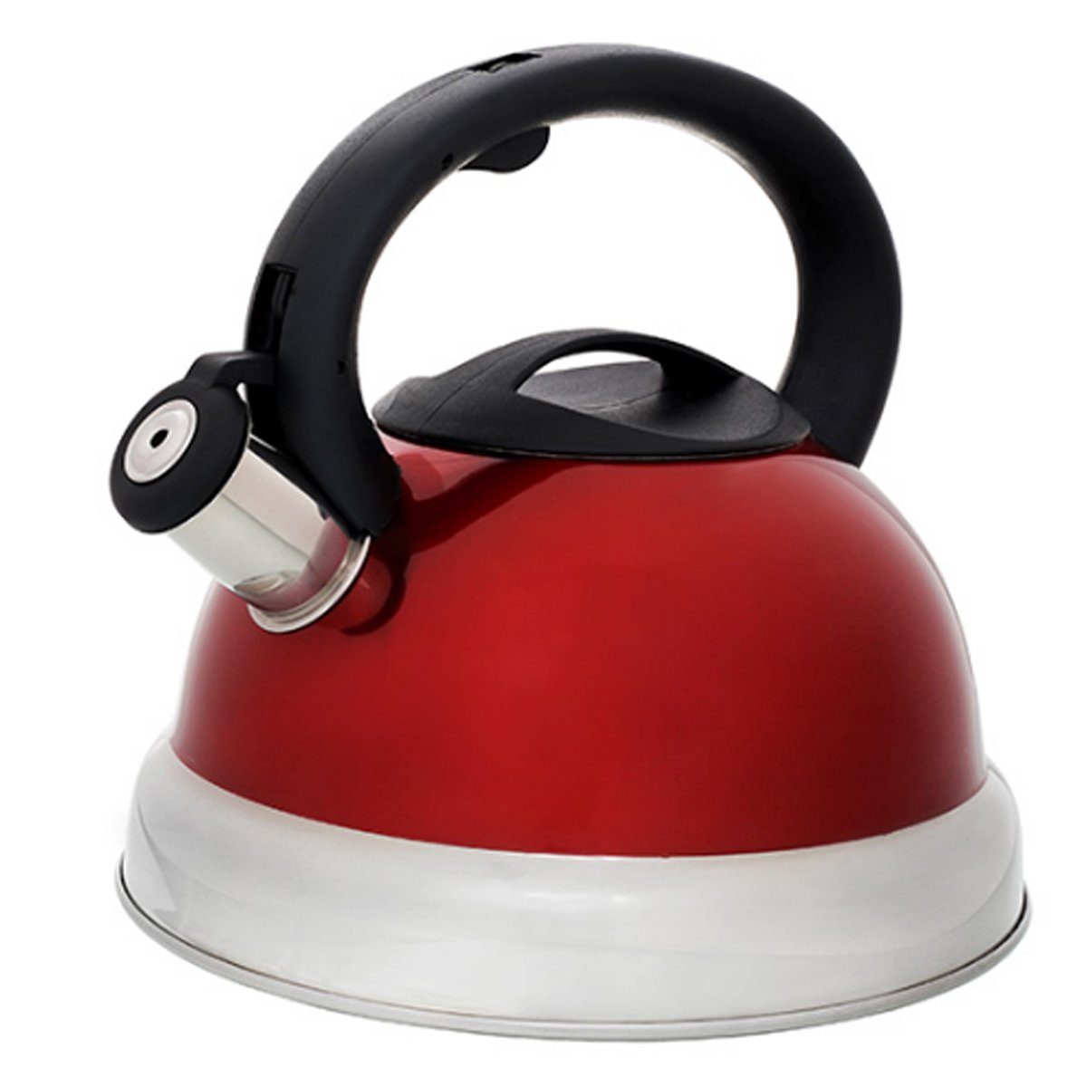 Chaleira com apito e tampa Crown em aço inox 3L Vermelha | MadeiraMadeira