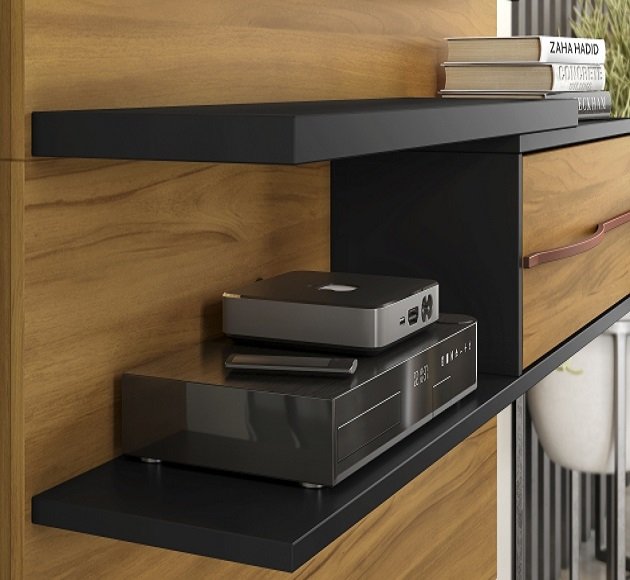 Painel para TV até 60 Polegadas 2 Portas NT1155 - preto com freijo ...