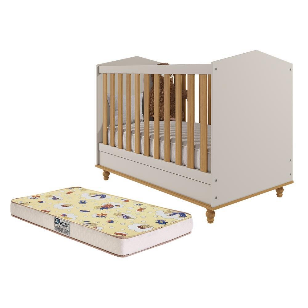 Berço Americano Mini Cama Mimo Off White/nature com Colchão Supreme ...