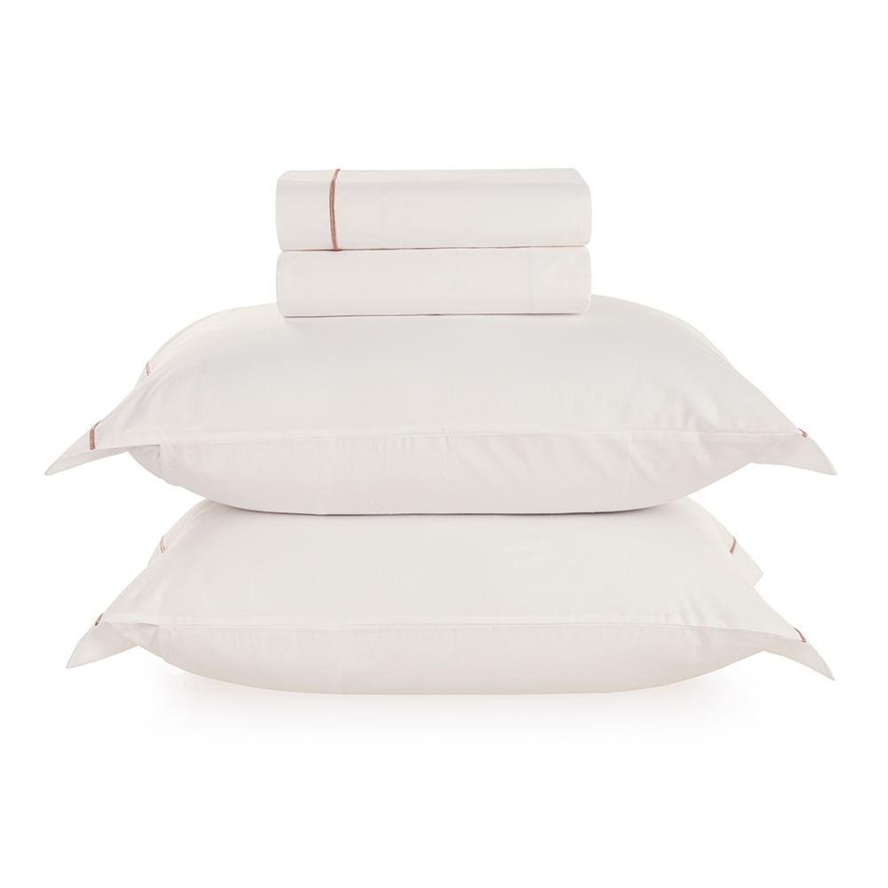 Jogo de Cama Queen 4 Peças Karsten Royale Branco/Rosa | MadeiraMadeira