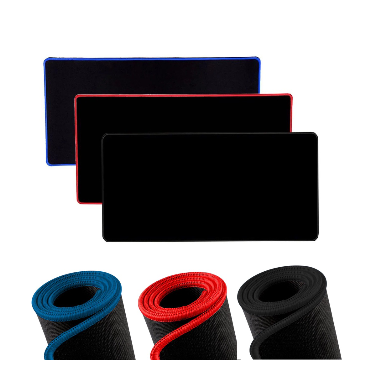 Mouse Pad Grande Gamer 70x35 cm Desk pap Tecido Com Costura:Preto ...