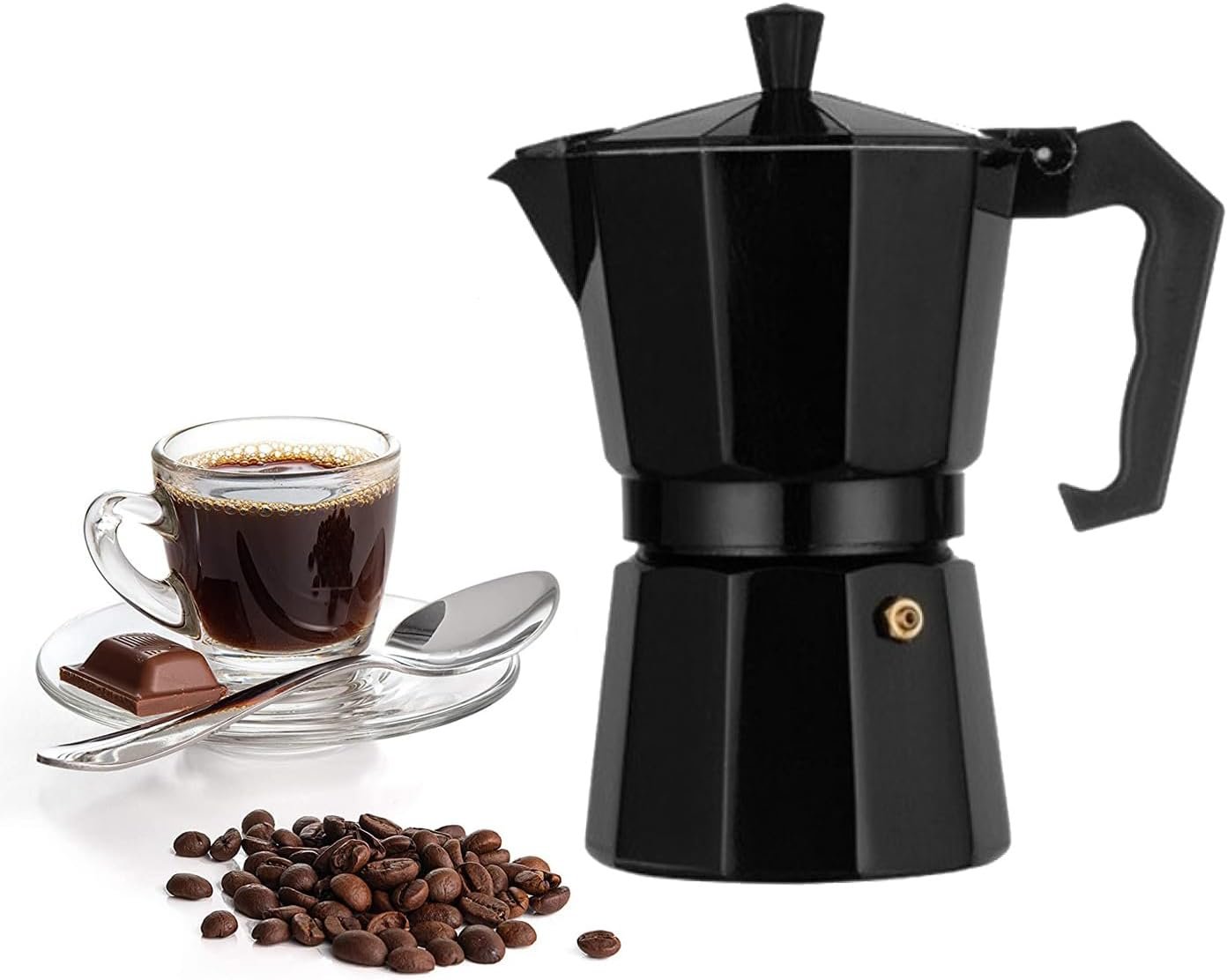 Cafeteira Italiana 6 Xícaras Café Chaleira Aluminio Preta Expresso Bcs ...