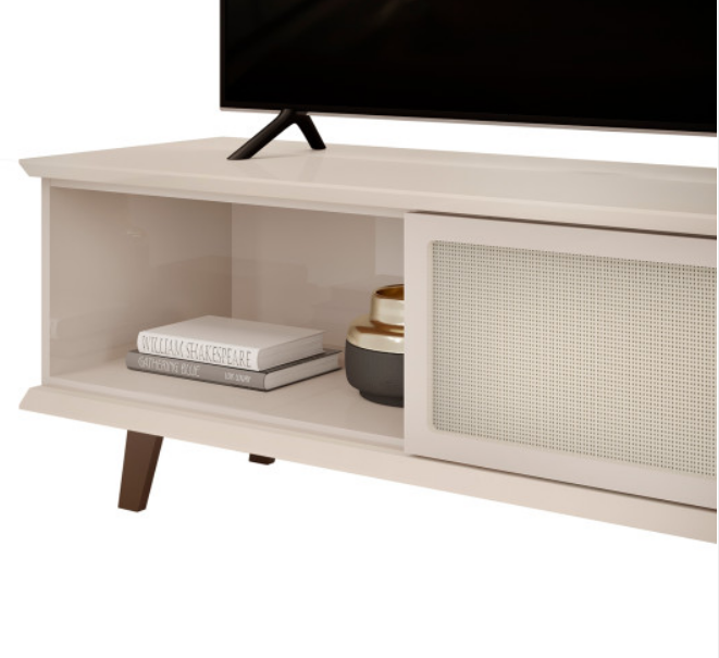 Rack com Painel Ripado 143,7 x 212 cm TV Até 60 Polegadas Off White ...