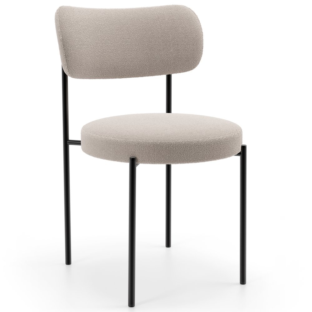 Cadeira Decorativa Estofada para Sala de Jantar Louise L02 Bouclê Creme - Lyam Decor ...