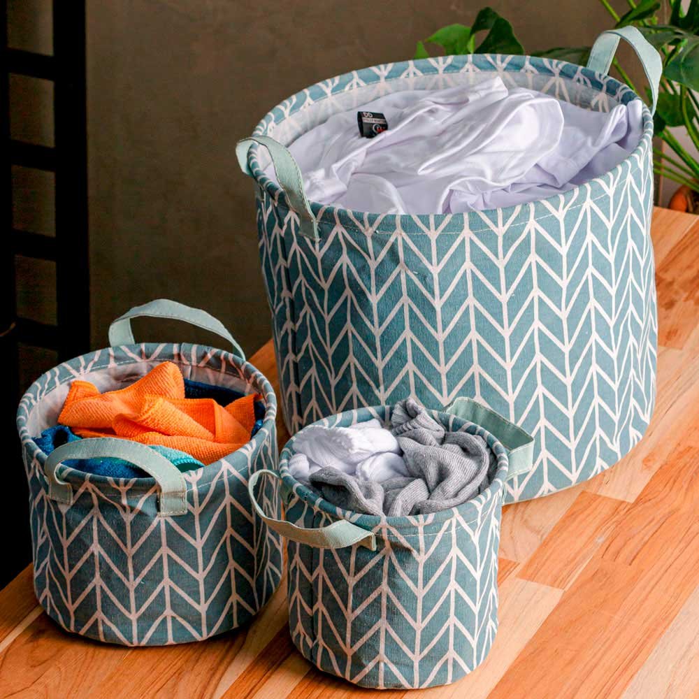 Kit 2 Cestos Para Roupa ou Multiuso Cinza - P M | MadeiraMadeira