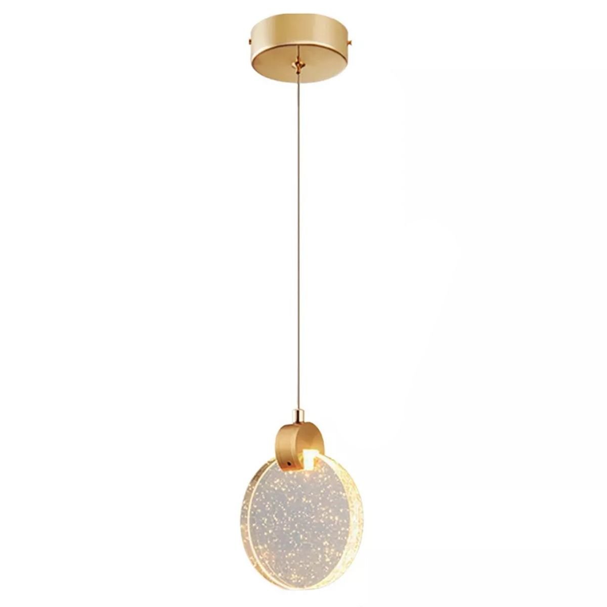Luminaria Lustre Pendente Disco Lua de Cristal com Bolinhas Led ...