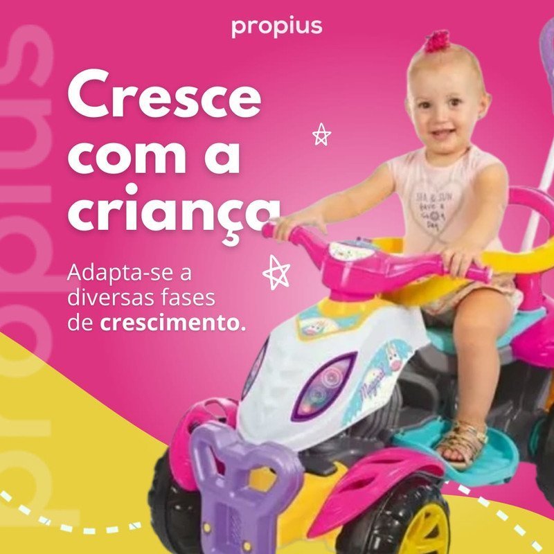 Carrinho De Passeio Quadriciclo Infantil Menina Com Haste Guia Apoiador ...