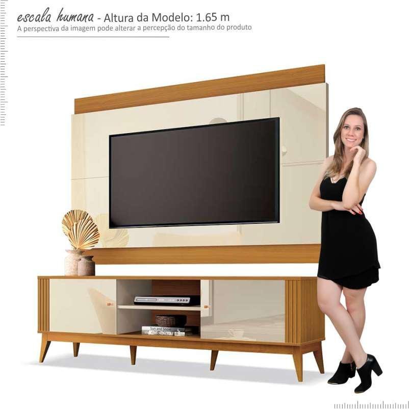 Rack Com Painel Legacy 1.6 Para TV 60 Polegadas EDN Off White/Cedro | MadeiraMadeira