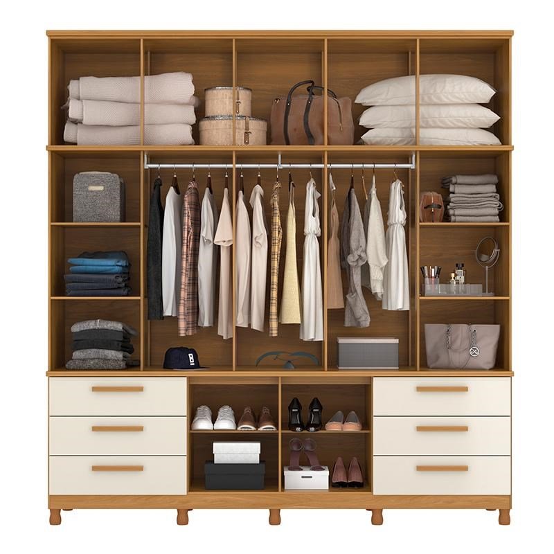 Guarda Roupa Casal Titan com 12 Portas e 6 Gavetas Carvalho Grife/Off ...