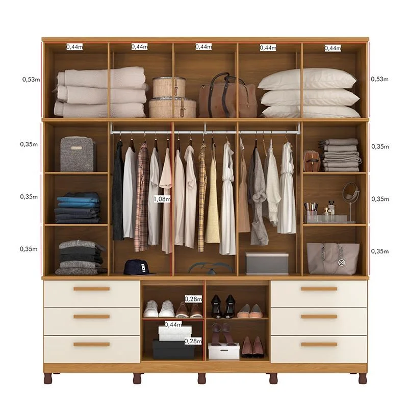 Guarda Roupa Casal Titan com 12 Portas e 6 Gavetas Carvalho Grife/Off ...