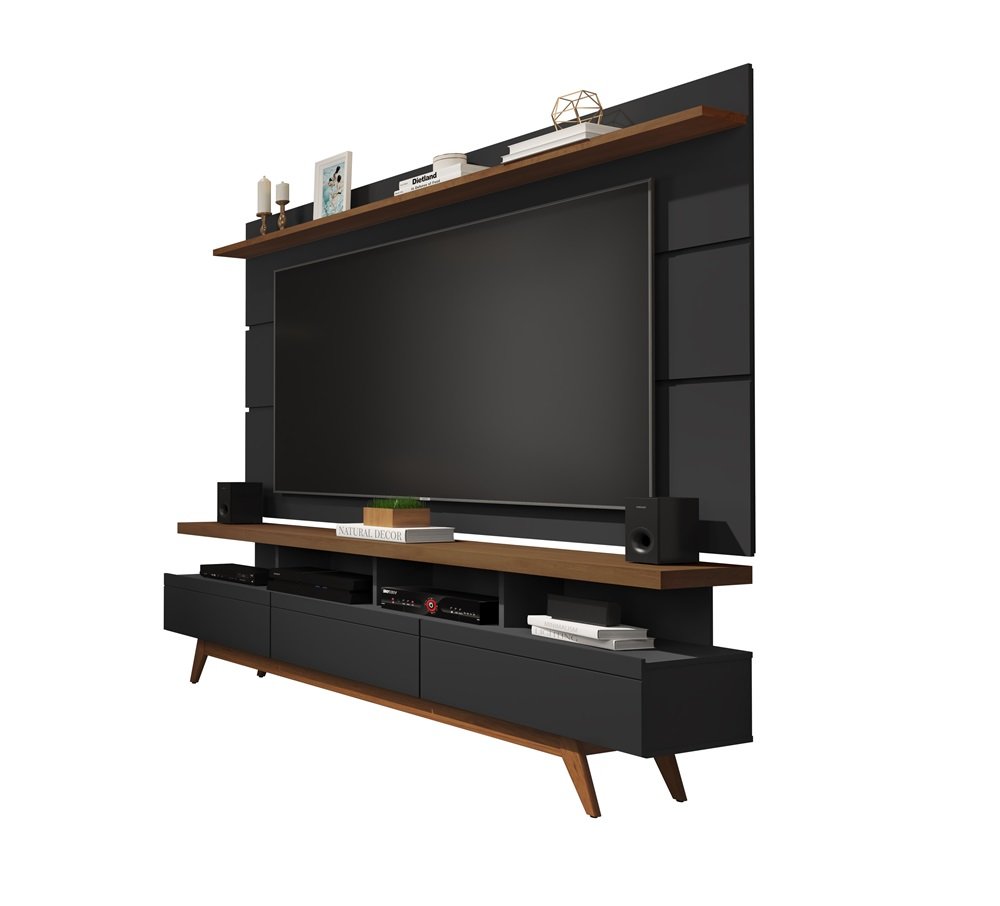 Rack C/ Painel Vivare 1.8 Wood Black/Freijó - Germai Móveis ...