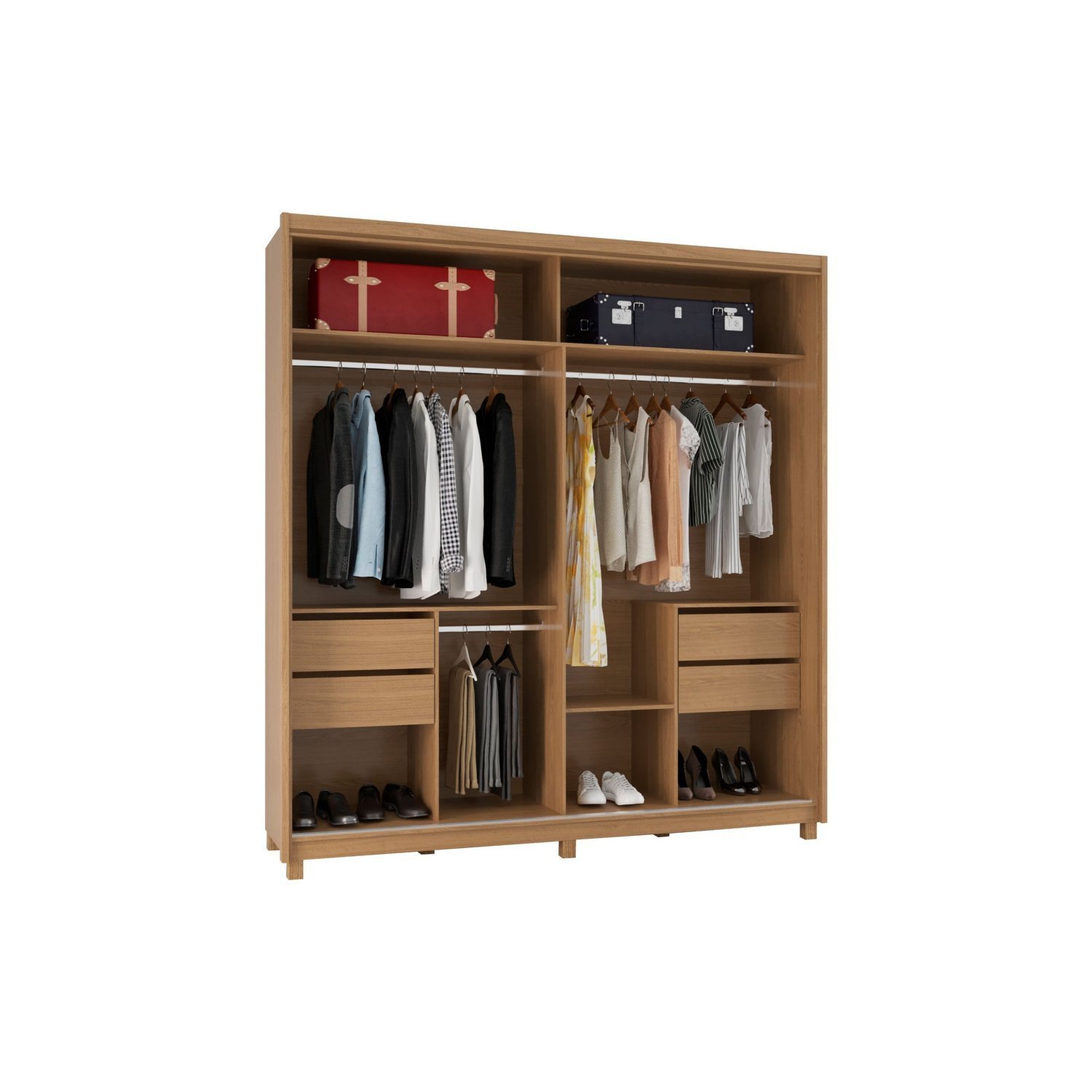 Guarda Roupa Casal 2 Portas 4 Gavetas Vilage Móveis Fazzio | MadeiraMadeira