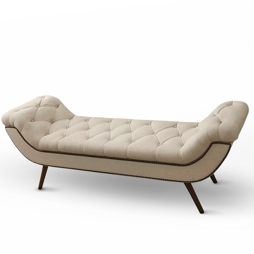 Puff Recamier Delicato Bege Veneza Queen 160 Perfan | MadeiraMadeira