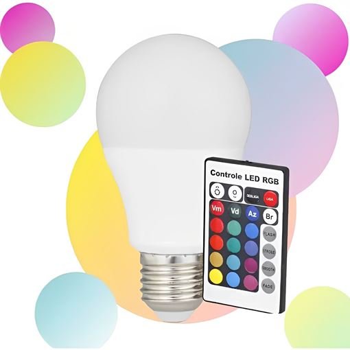 Lâmpada Led Rgb Bivolt com Controle Remoto | MadeiraMadeira