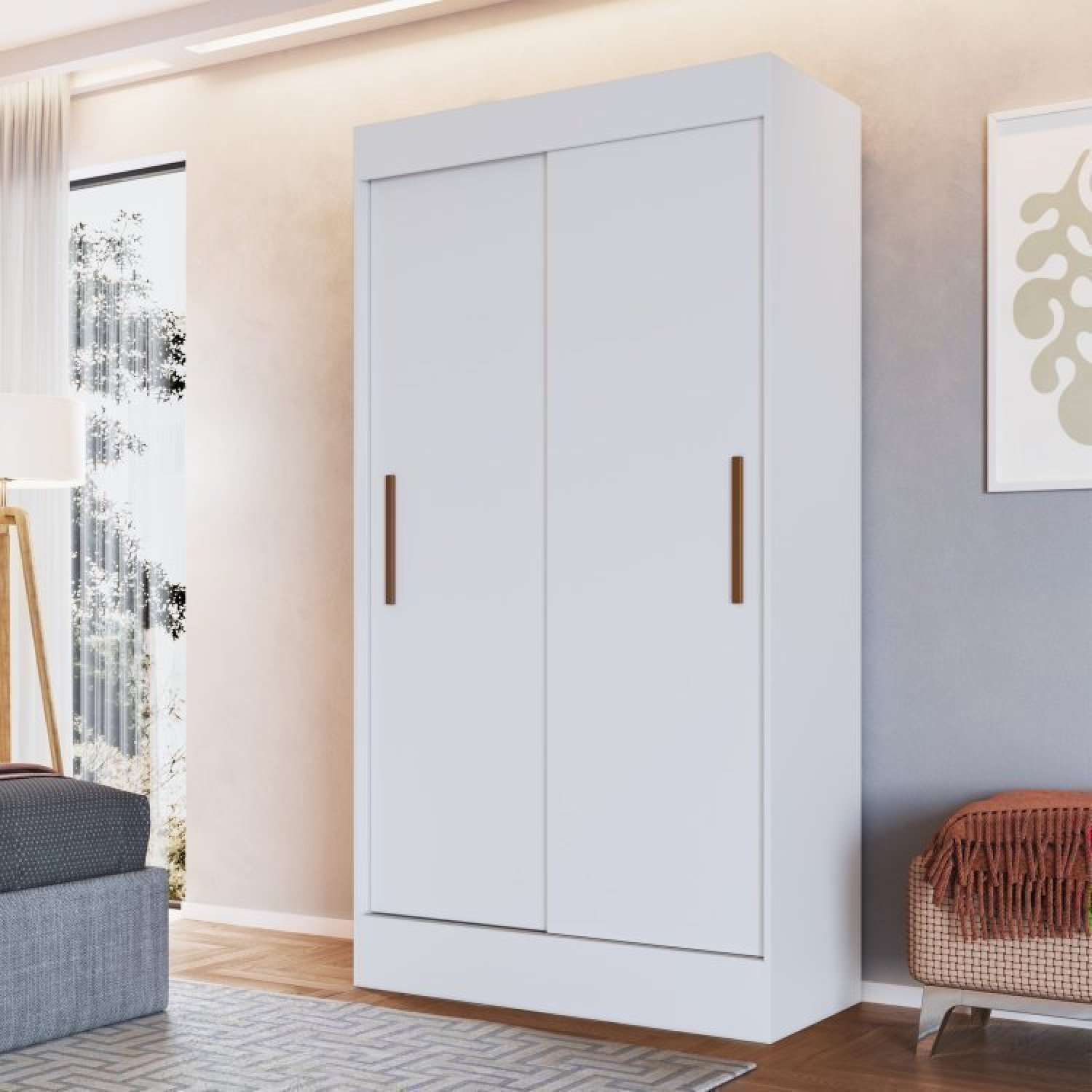 Quarto Modulado Casal 2 Peças Guarda Roupa 2 Portas 2 Gavetas com Ponte ...