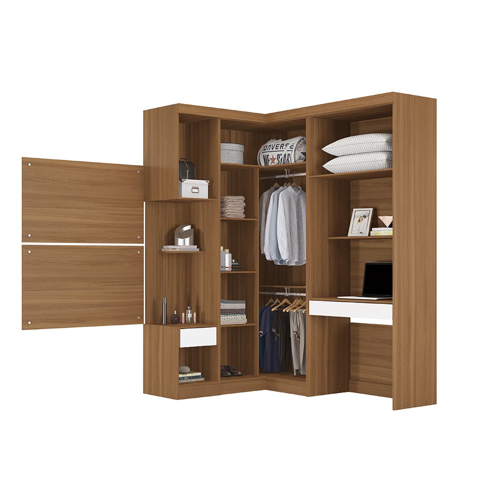 Quarto Modulado Paris Compacto de Solteiro Amendola/ Branco Guarda ...