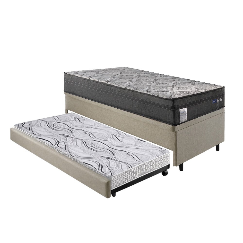 Bicama Box Baú Solteiro com Colchão Molas Ensacadas Berlim Preto Probel ...