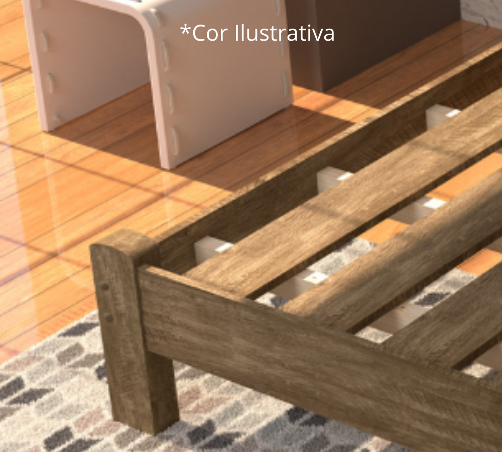 Cama de Solteiro em MDF Estrado Reforçado Lia Branco | MadeiraMadeira