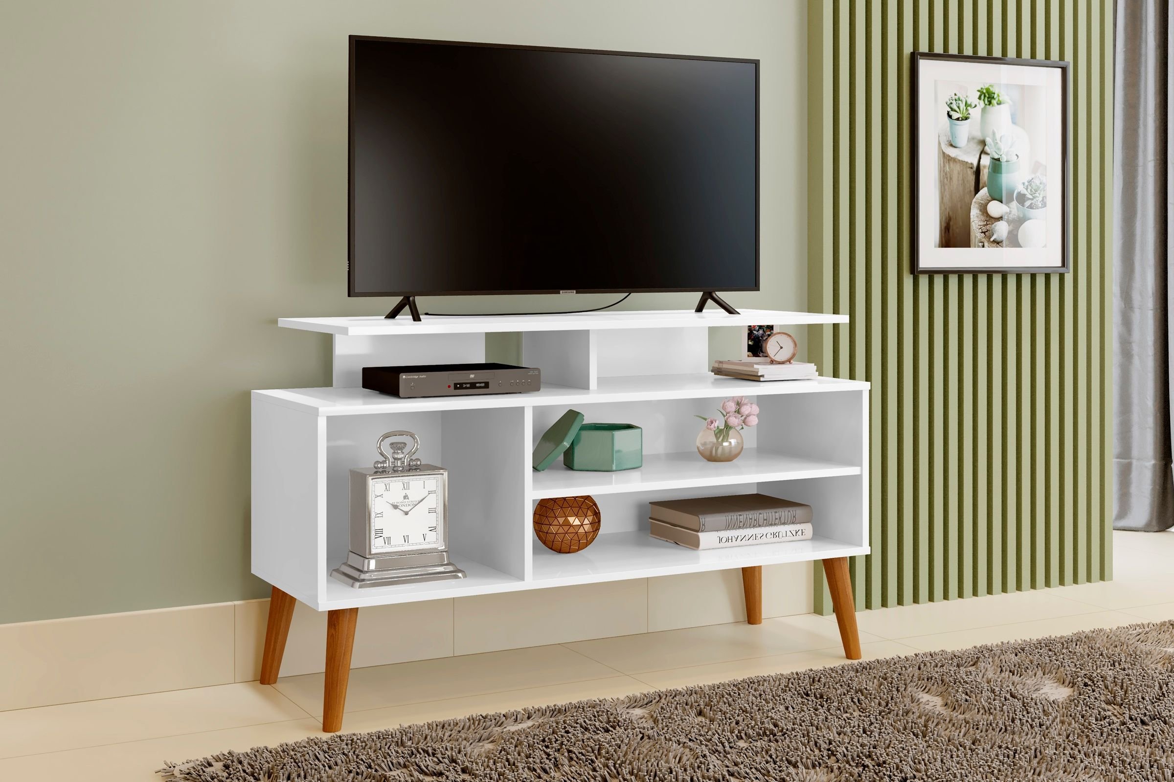 Rack Lion com Nichos e Prateleiras – Organização Prática:branco ...