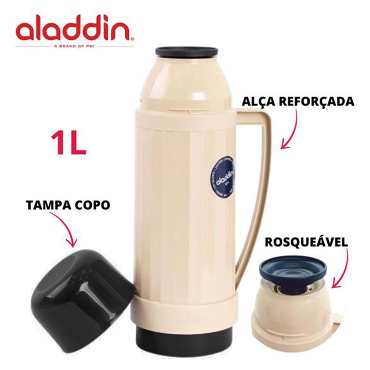 Garrafa Térmica Continental 1 Litro Bege 3027 - Aladdin - Preto ...