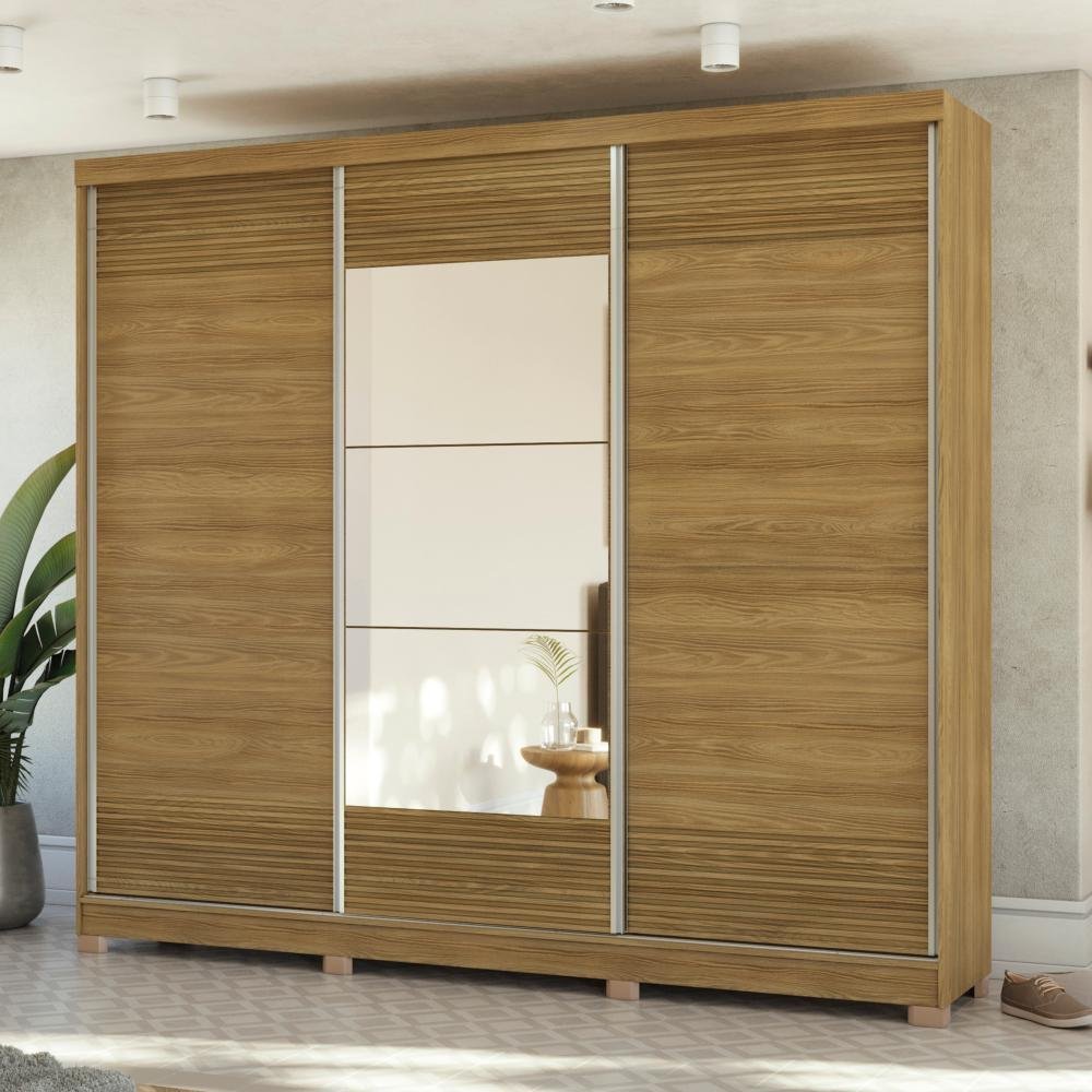 Guarda-roupa Casal 100% Mdf Kappesberg C/pés e 3 Espelhos 3 Portas de ...