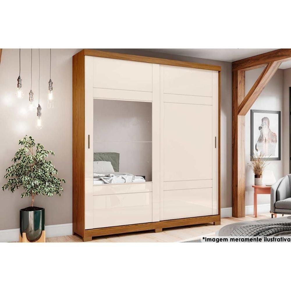 Guarda Roupa Casal 2 Portas de Correr e 3 Gavetas C- Espelho e Pés Verg ...