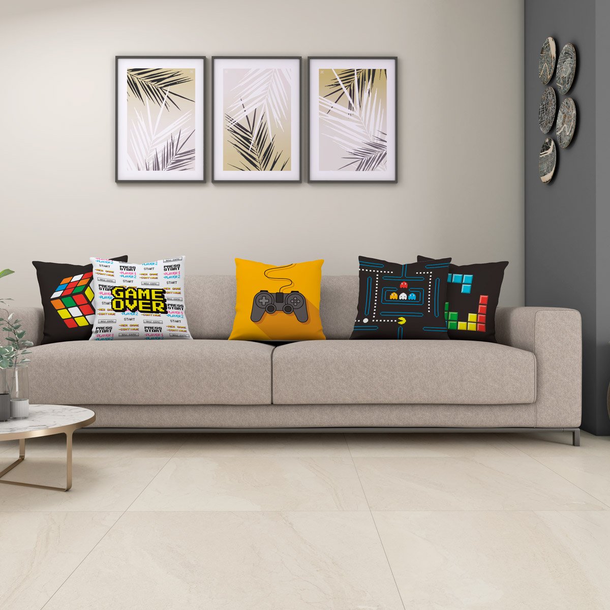 Kit 5 Capas de Almofada 40cm x 40cm Video Game Vintage Estampada Ziper ...