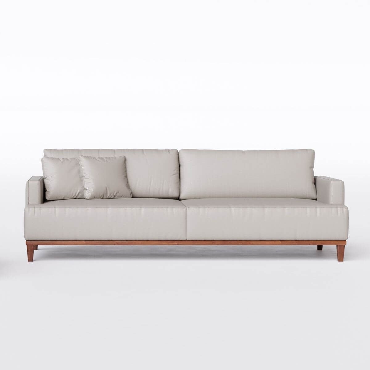 Sofá Living Doha 2,28m em Couro Bege - Home Mobily | MadeiraMadeira