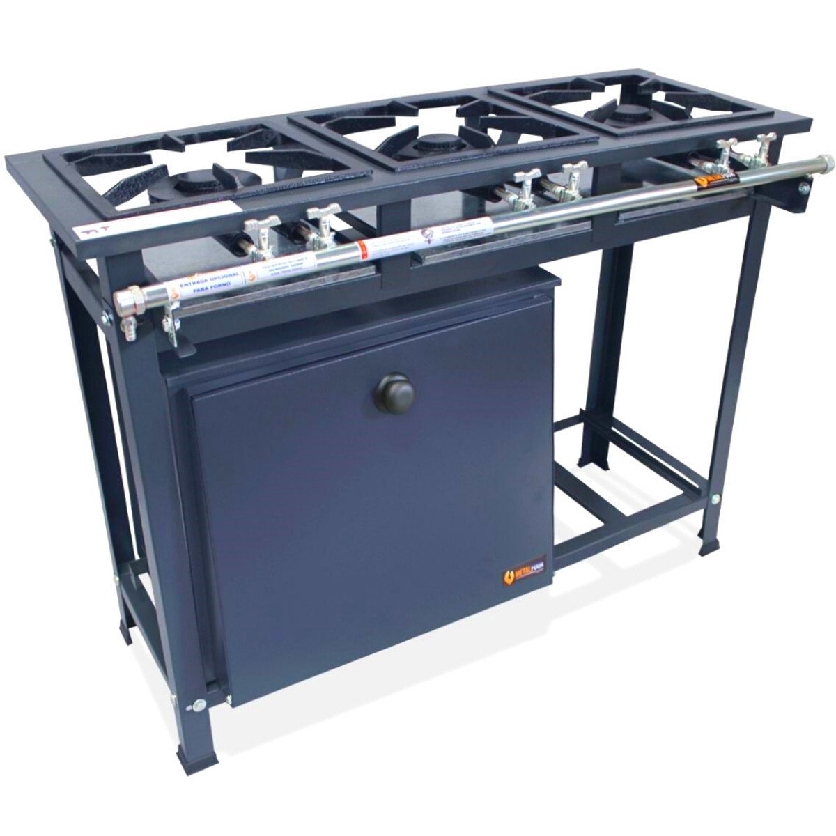 Fogão Industrial 3 Bocas 3QD Baixa Pressão P7 com Forno 66L de Piso | MadeiraMadeira