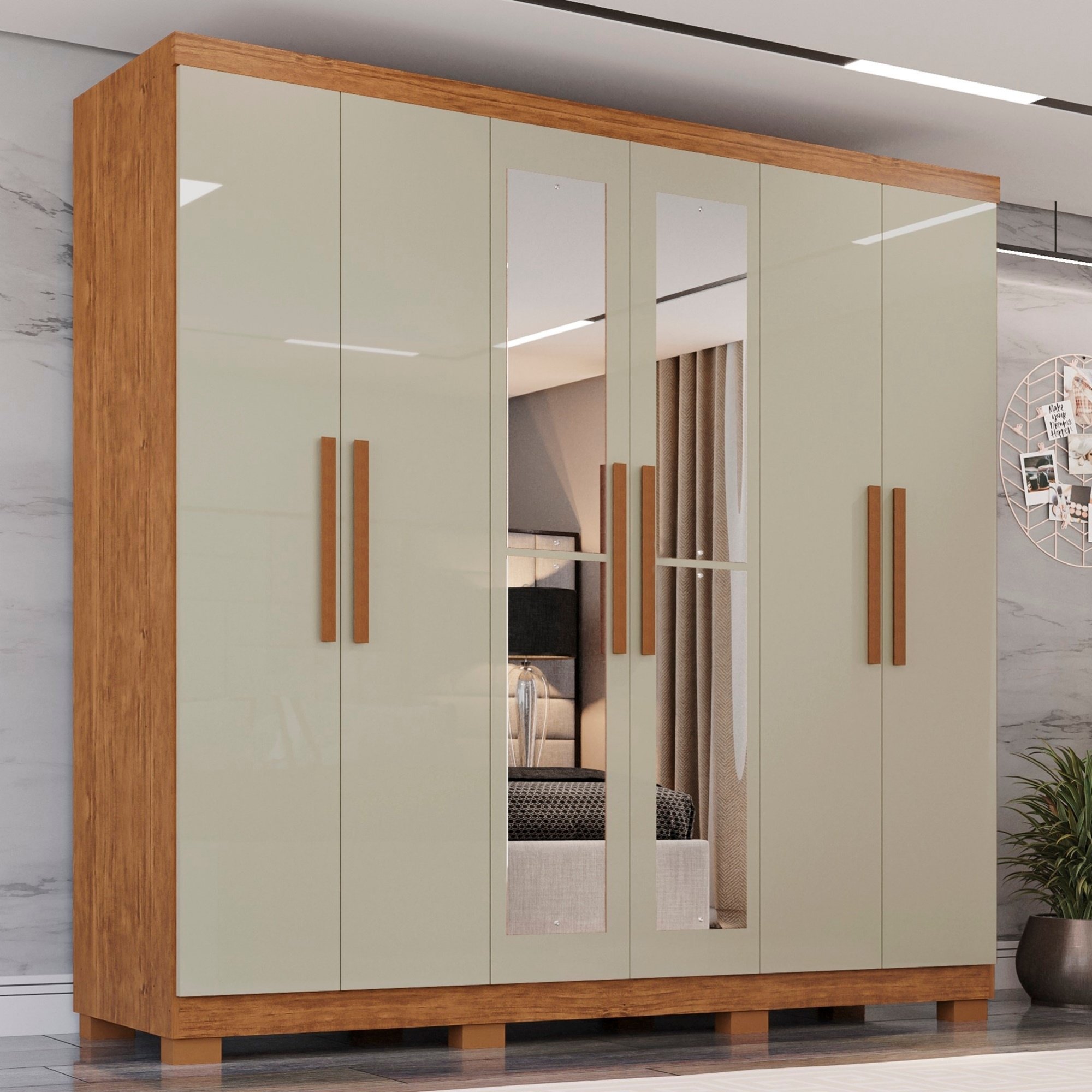 Guarda Roupa Casal com Espelho 6 Portas 4 Gavetas Sevilha Prime ...