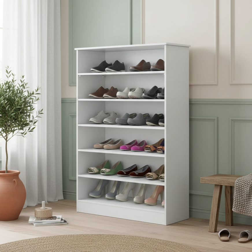 Sapateira Multiuso 6 Prateleiras 110 x 72cm Bella Branca | MadeiraMadeira