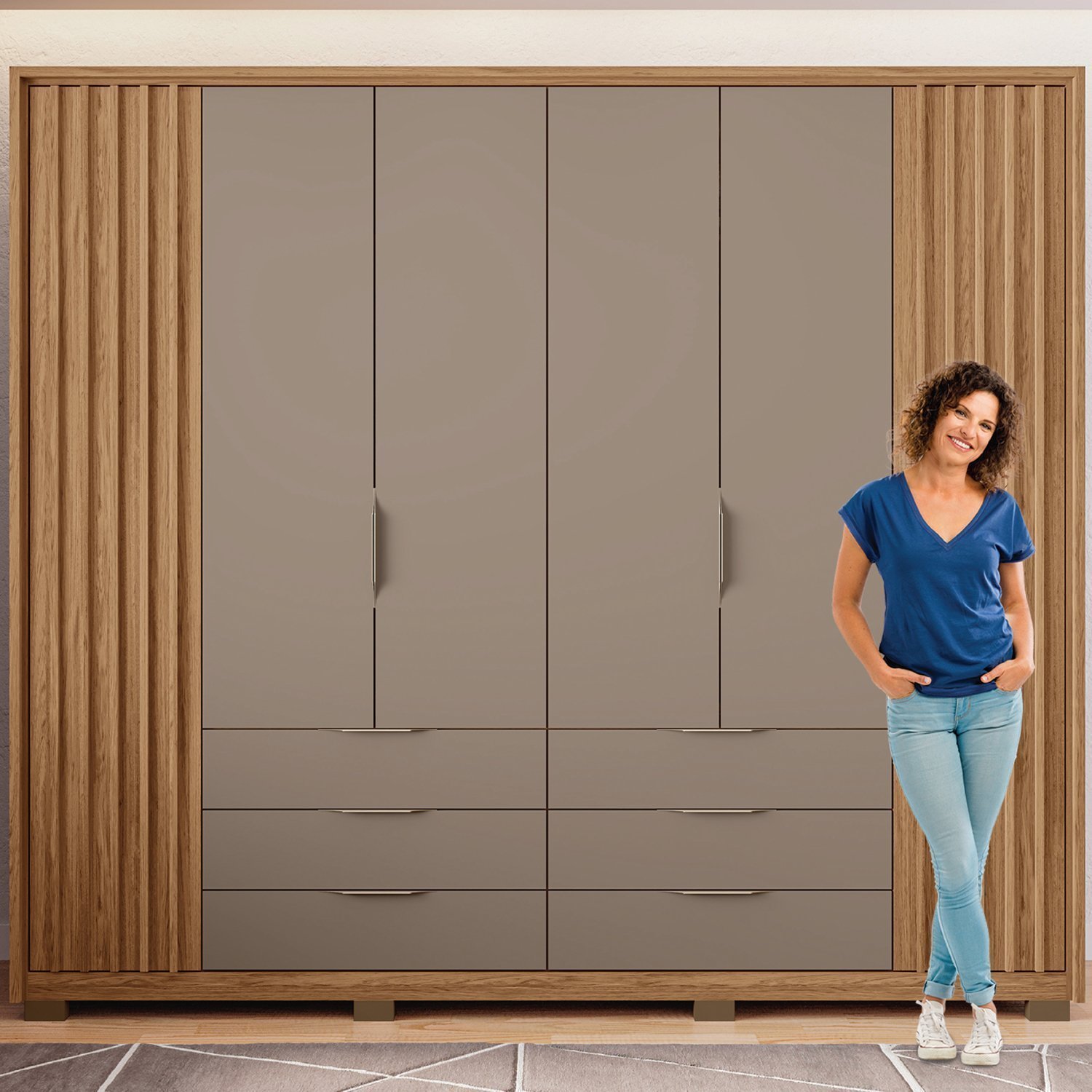 Guarda Roupa Casal Ripado 6 Portas 6 Gavetas com Pé Suburban Espresso ...