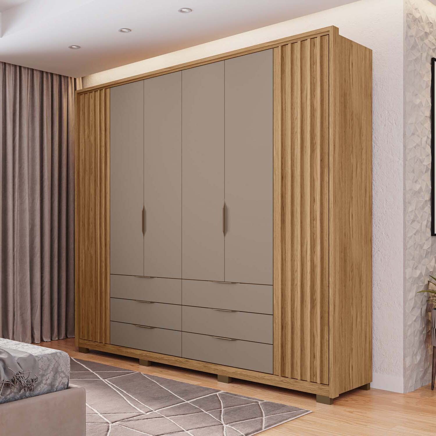 Guarda Roupa Casal Ripado 6 Portas 6 Gavetas com Pé Suburban Espresso ...