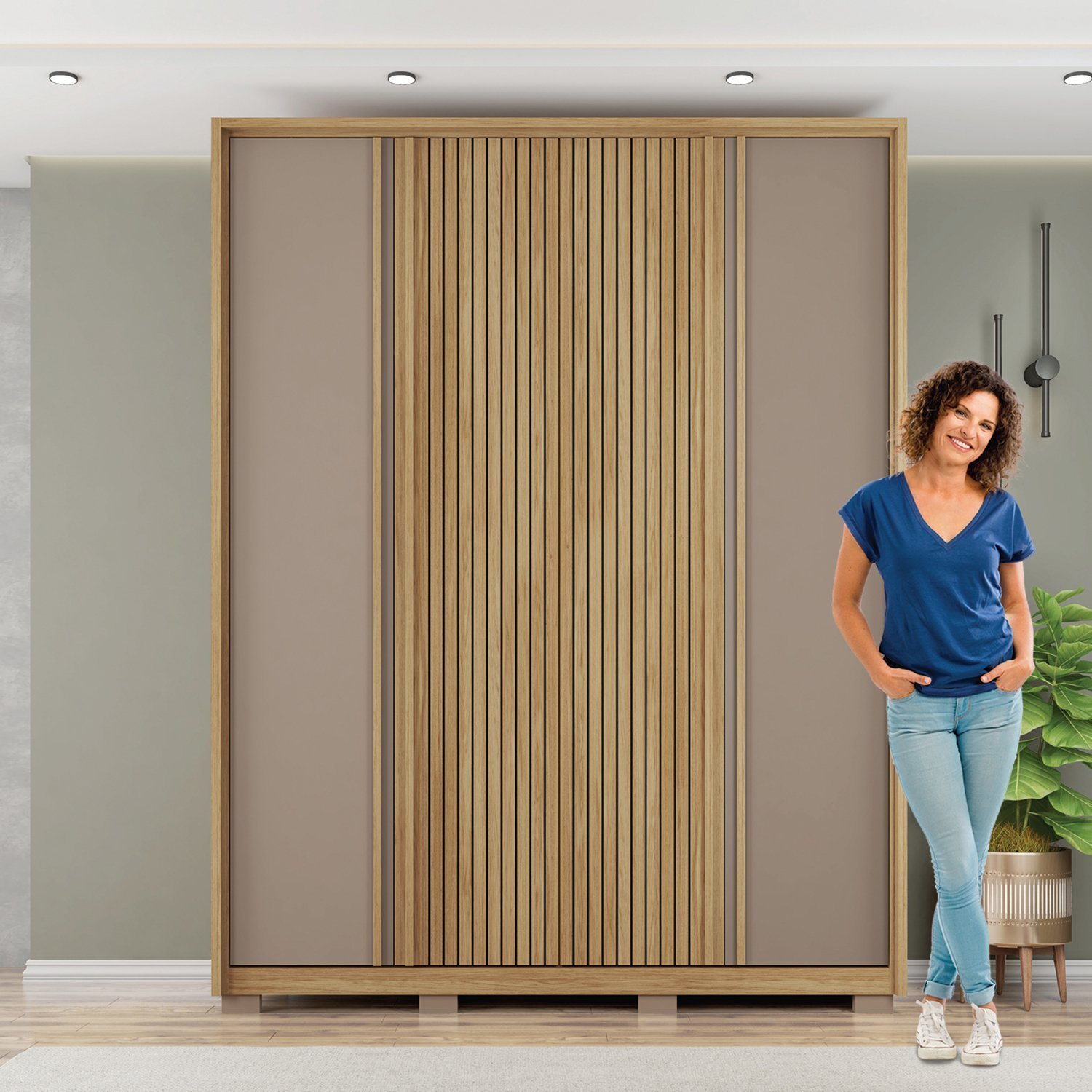 Guarda Roupa Solteiro Ripado 4 Portas 3 Gavetas e Pés Suburban Espresso ...